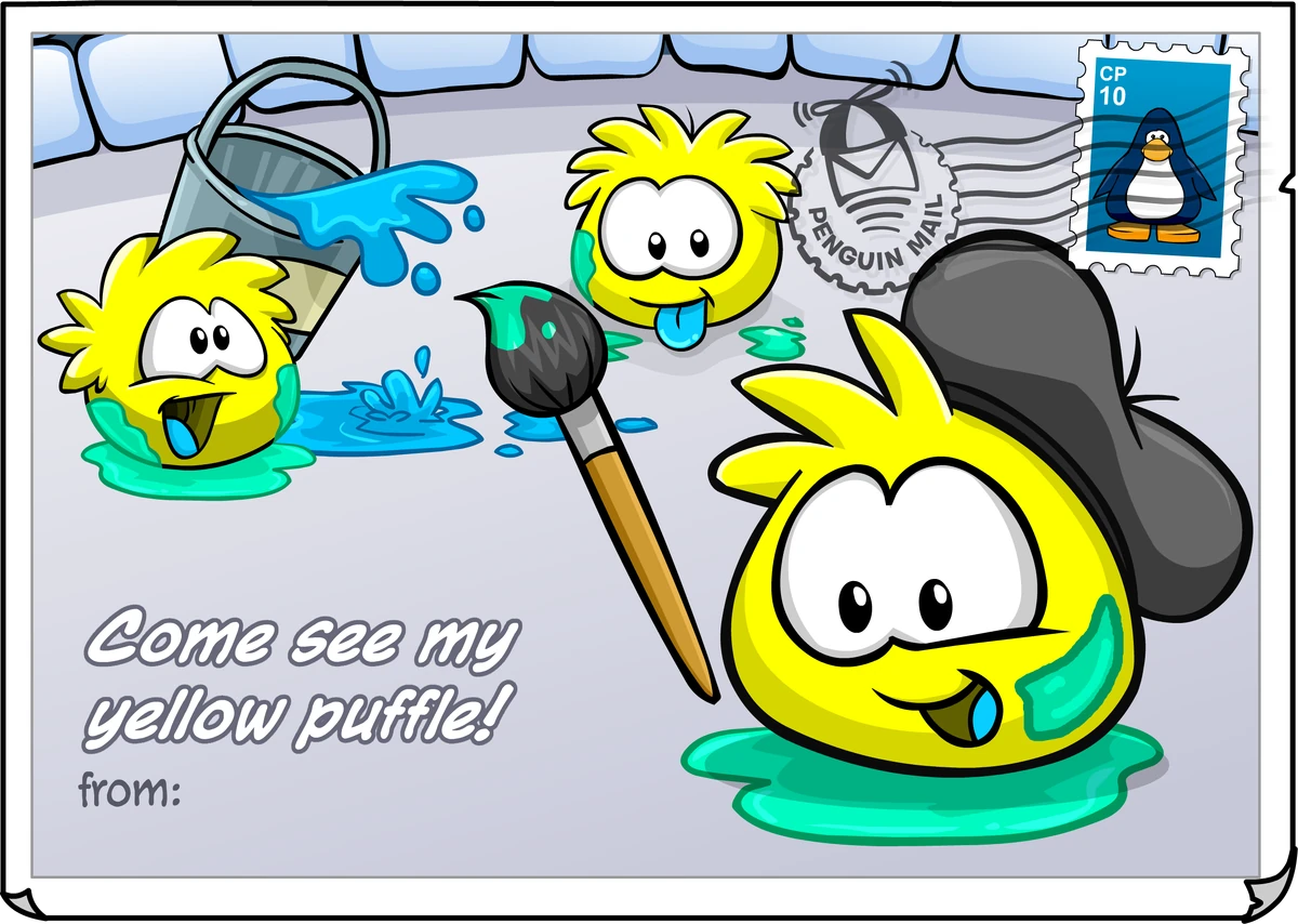 Yellow Puffle Postcard | Club Penguin Rewritten Wiki | Fandom