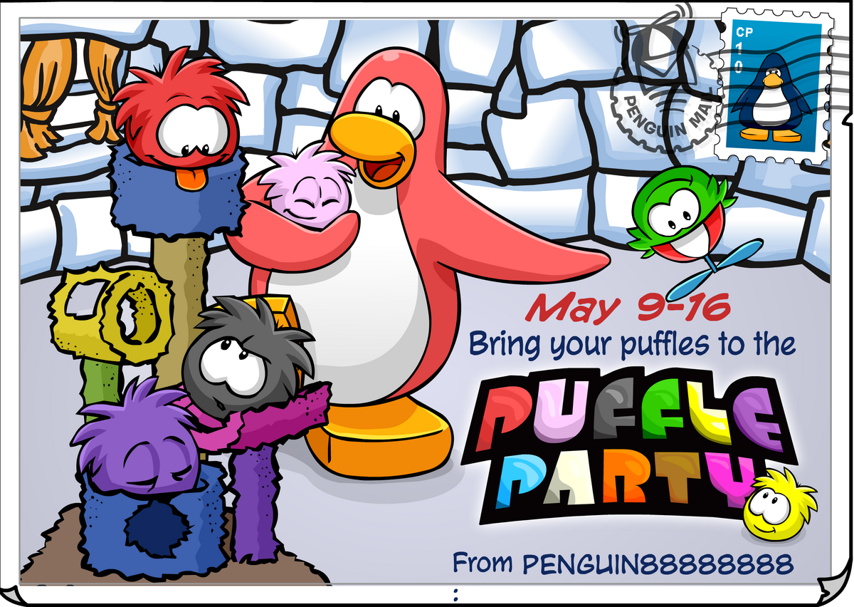 Puffle Party Postcard Club Penguin Rewritten Wiki Fandom