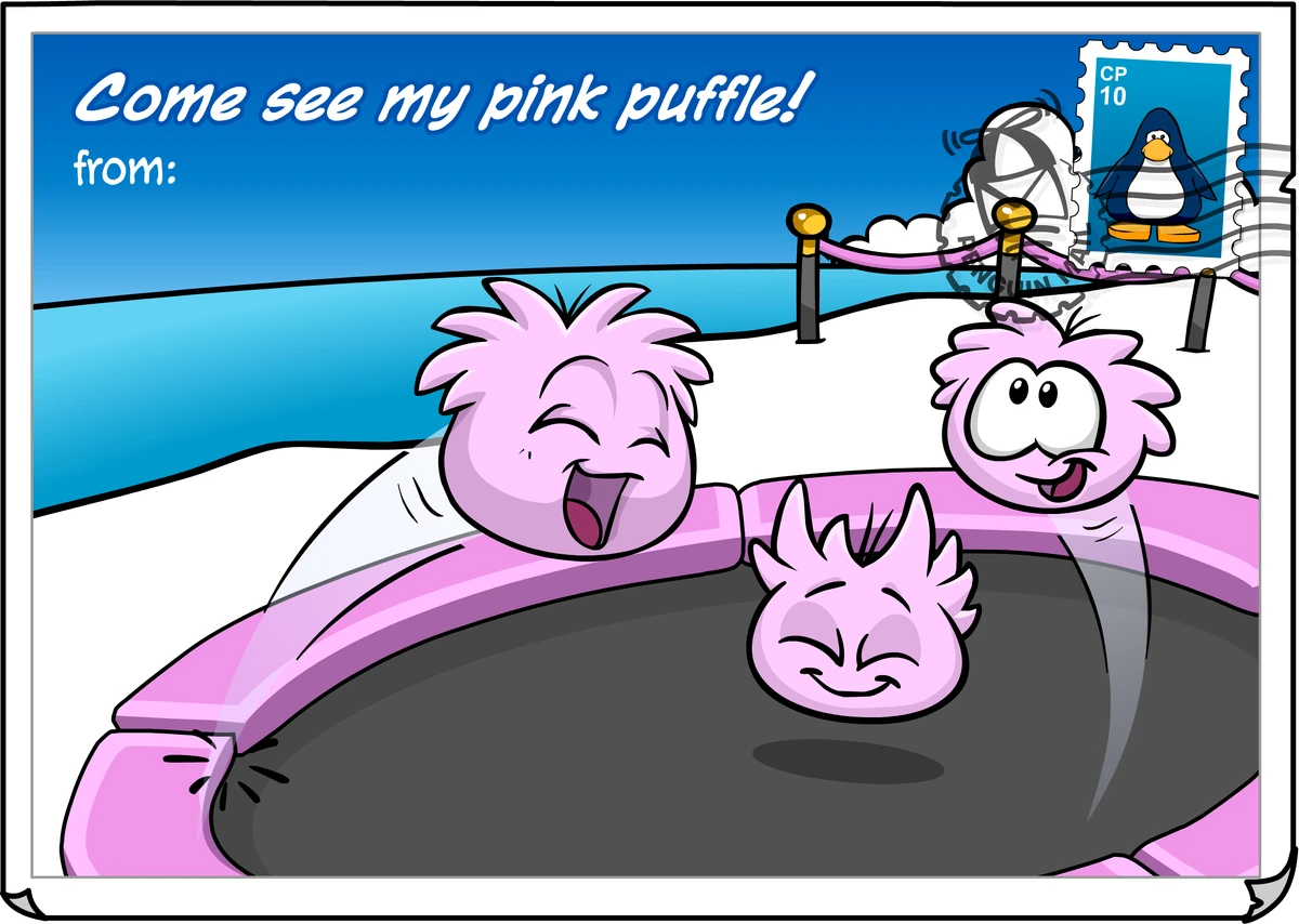 Pink Puffle Postcard | Club Penguin Rewritten Wiki | Fandom