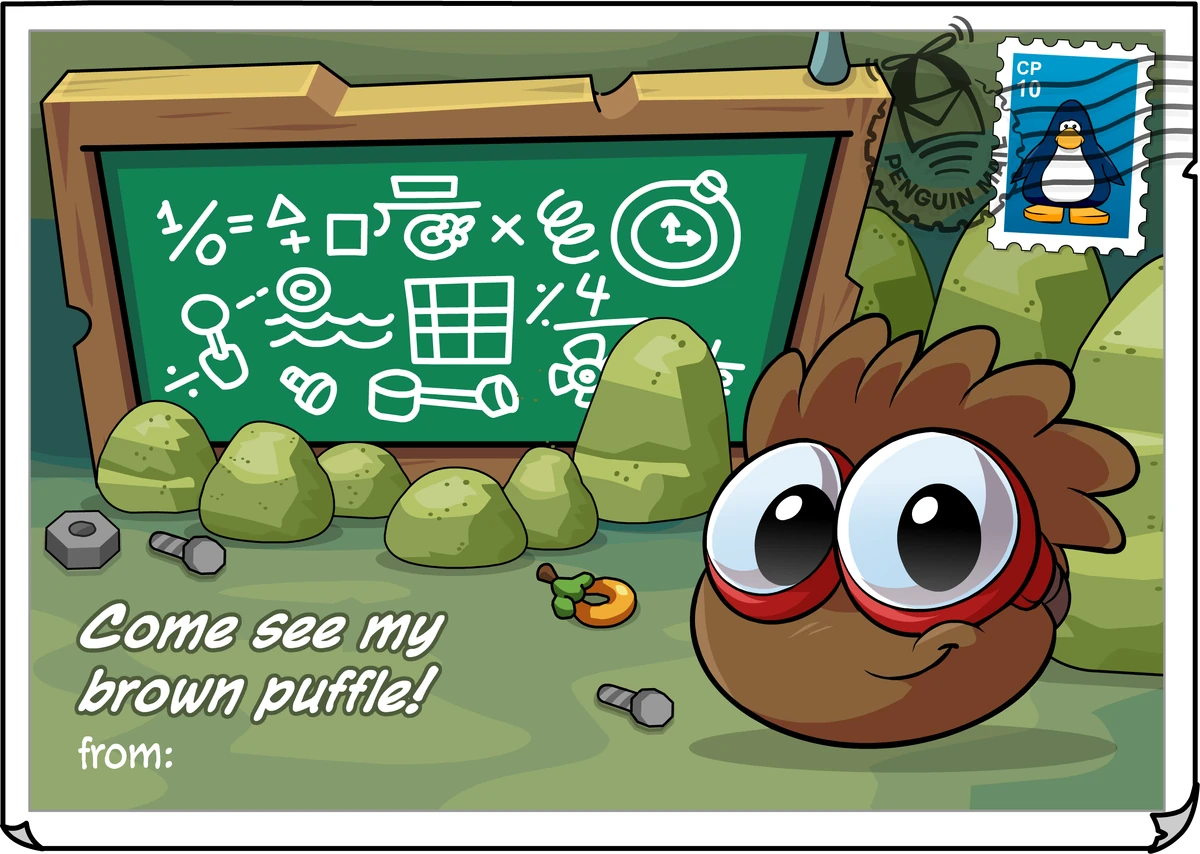 Brown Puffle Postcard | Club Penguin Rewritten Wiki | Fandom
