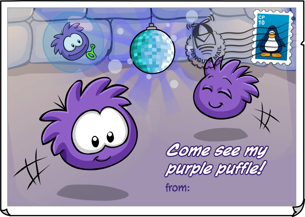 Purple Puffle Postcard | Club Penguin Rewritten Wiki | Fandom