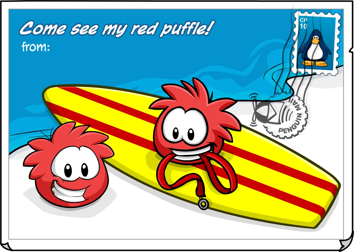 Red Puffle Postcard | Club Penguin Rewritten Wiki | Fandom