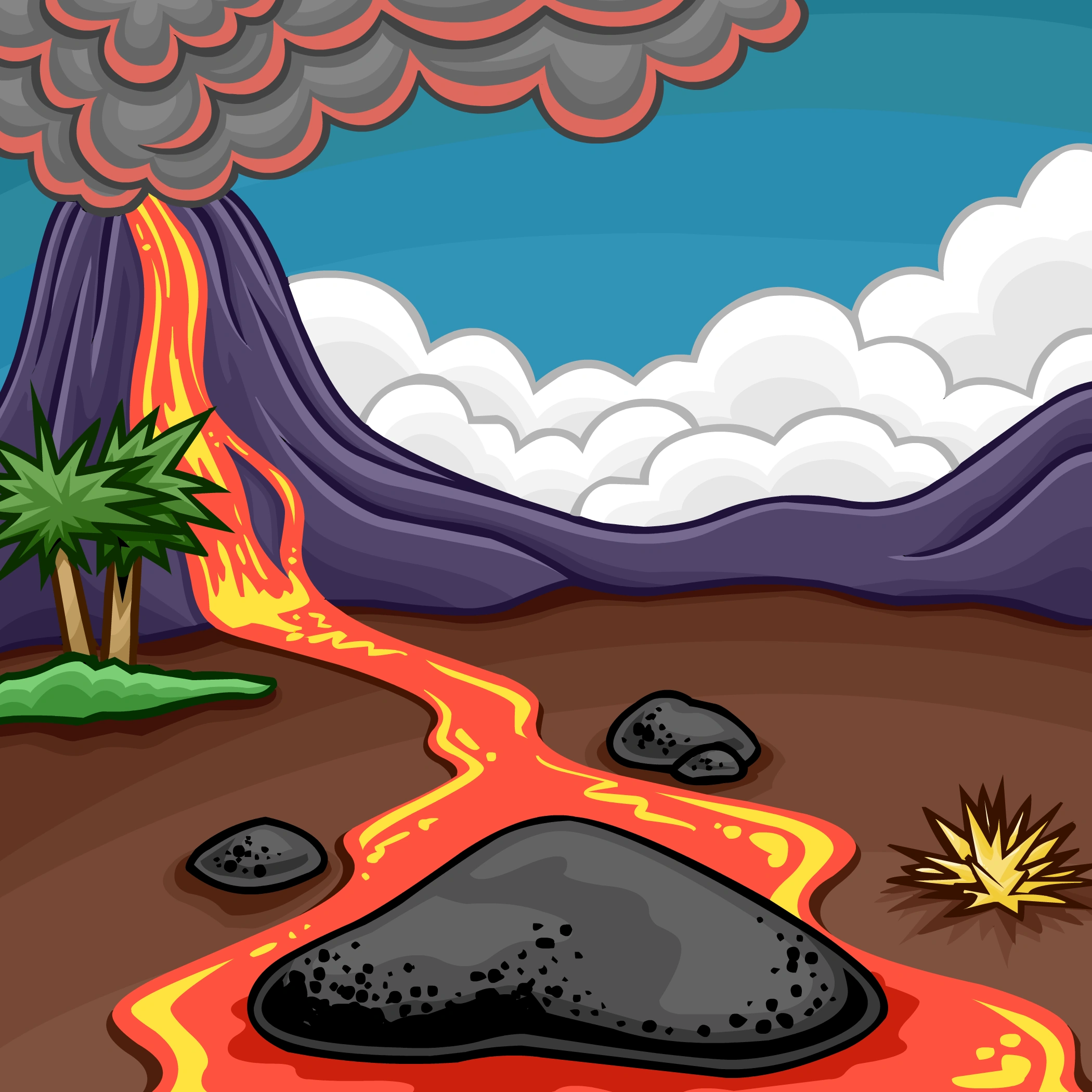 Cartoon Volcano Background