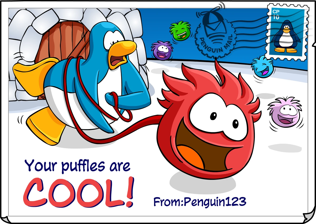 Cool Puffles postcard (ID 45) | Club Penguin Wiki | Fandom