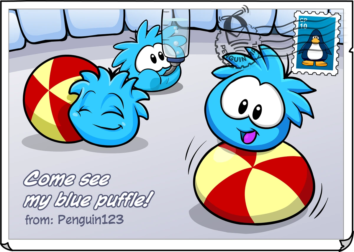 Blue Puffle postcard | Club Penguin Wiki | Fandom