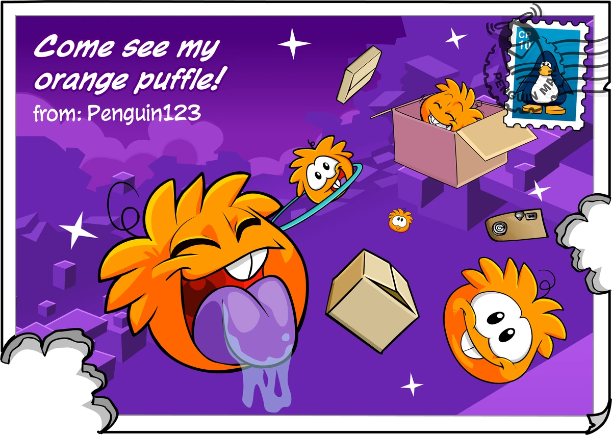 Orange Puffle postcard | Club Penguin Wiki | Fandom
