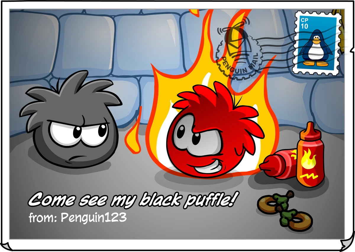 Black Puffle postcard | Club Penguin Wiki | Fandom