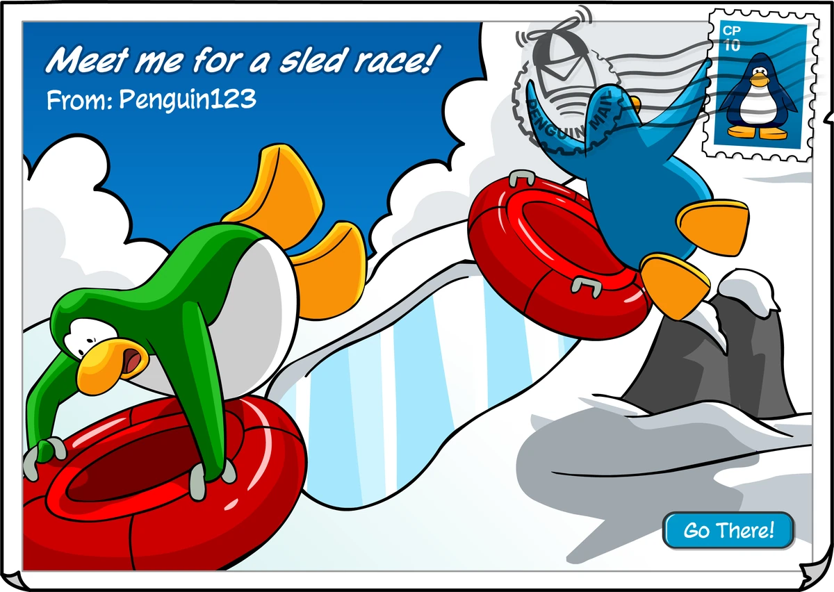 Sled Race postcard | Club Penguin Wiki | Fandom