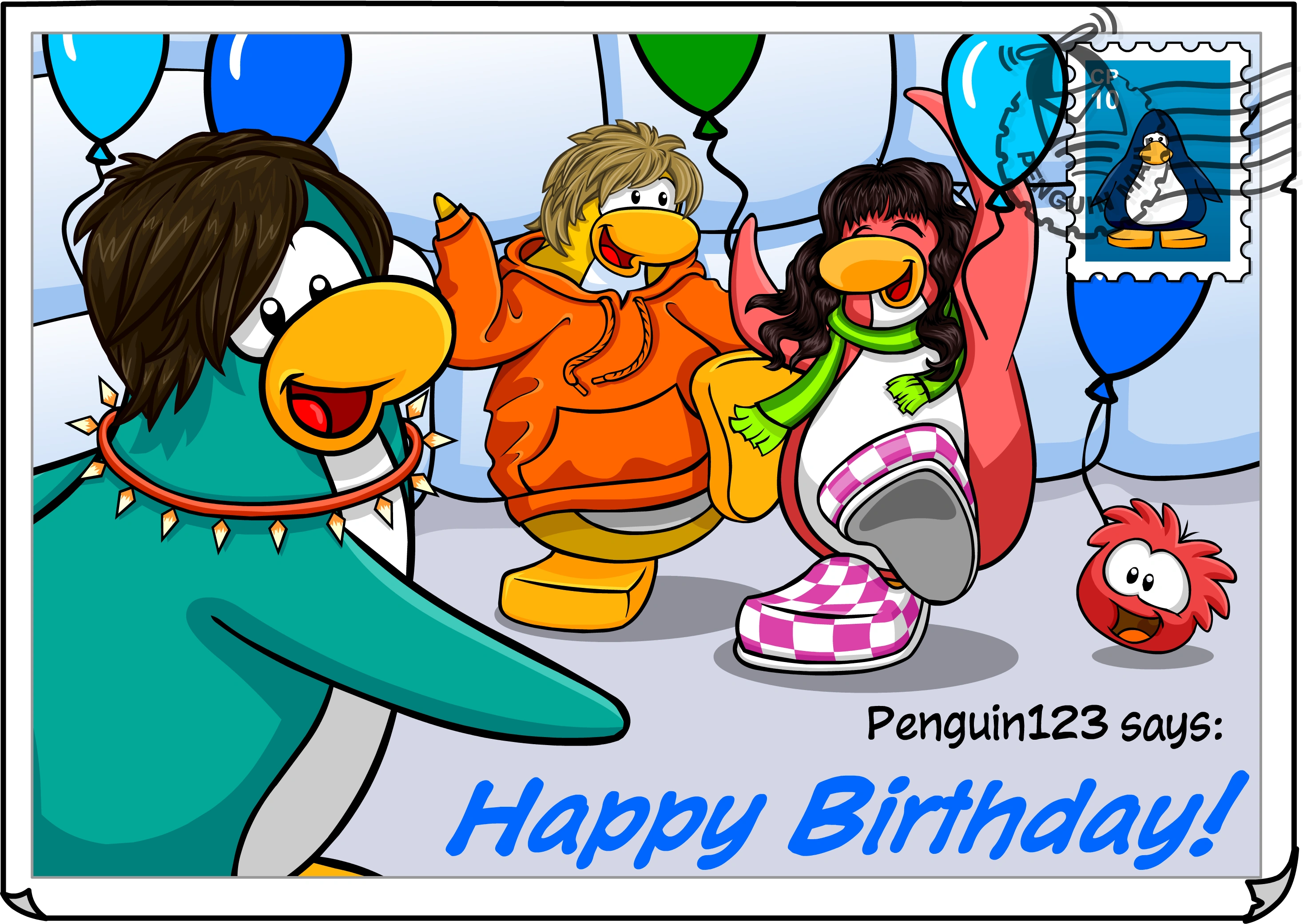 Penguin Happy Birthday Card
