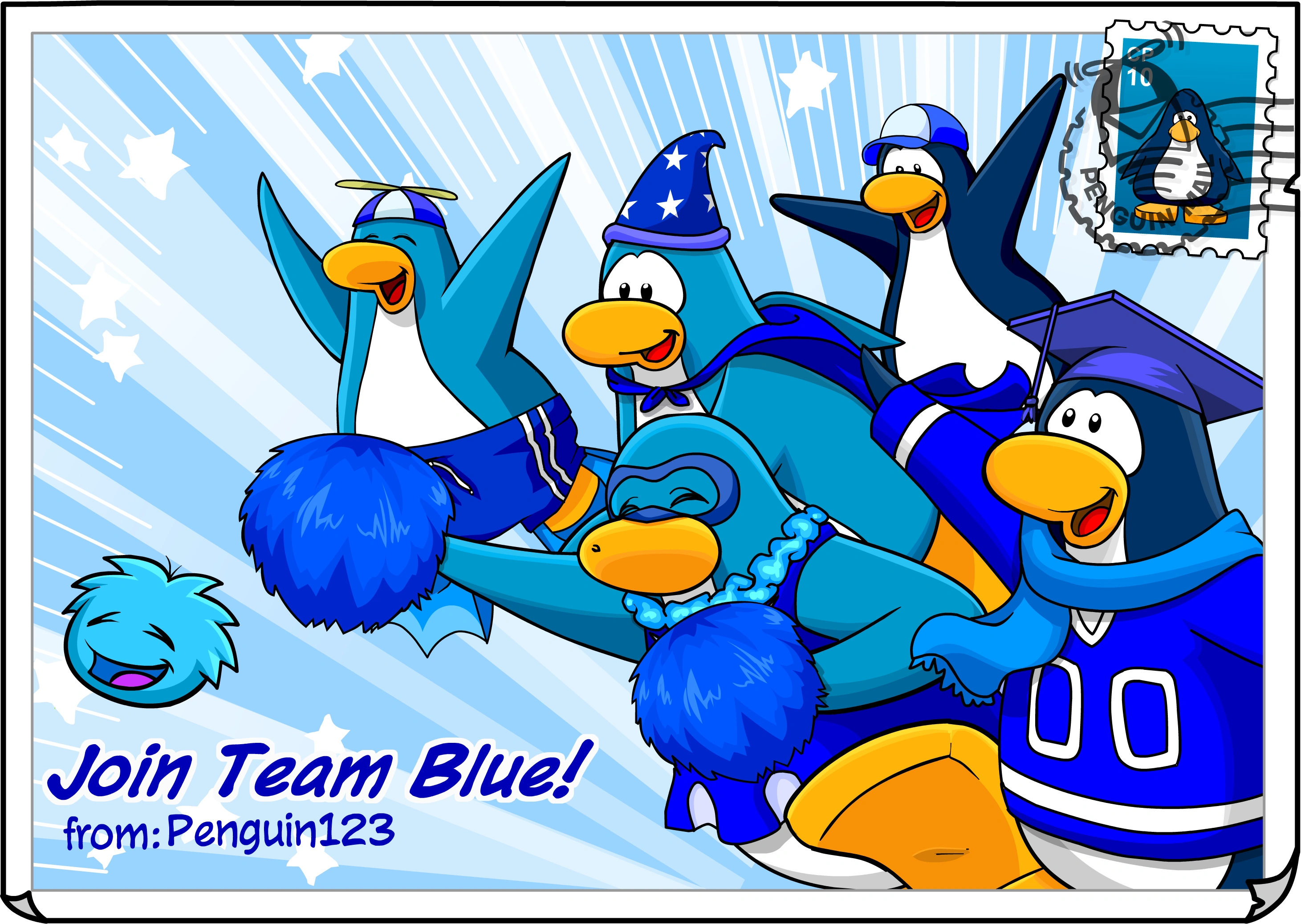 Join Team Blue postcard | Club Penguin Wiki | Fandom
