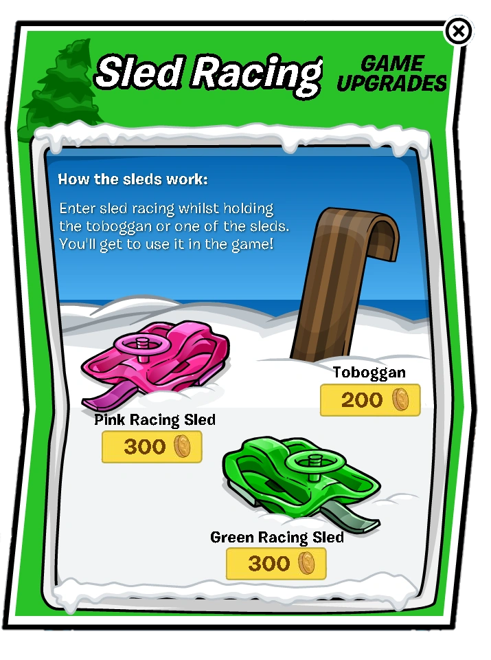 Game Upgrades Sled Racing | Club Penguin Forever Wiki | Fandom