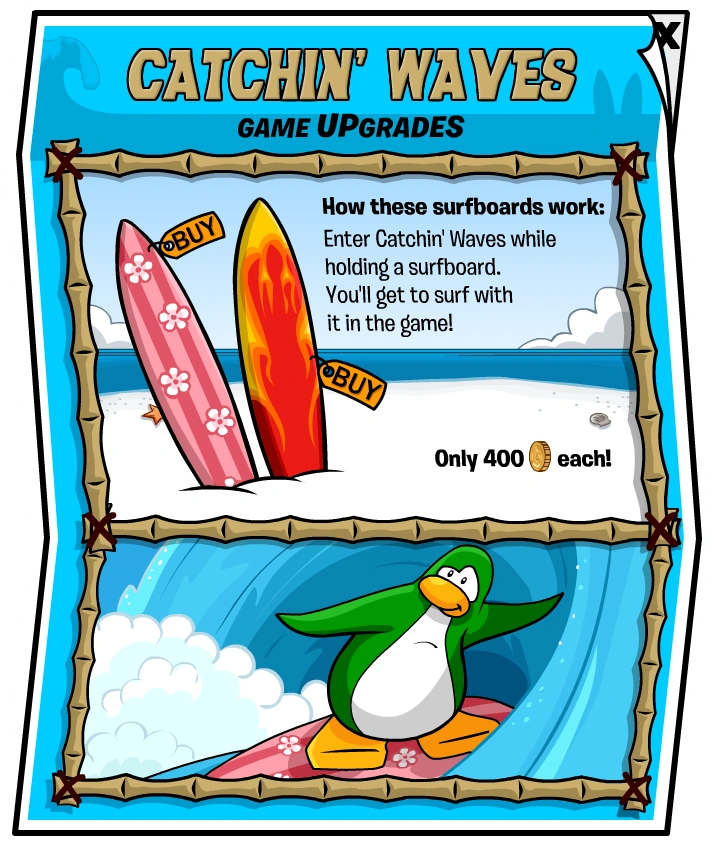 Game Upgrades Catchin' Waves | Club Penguin Journey Wiki | Fandom