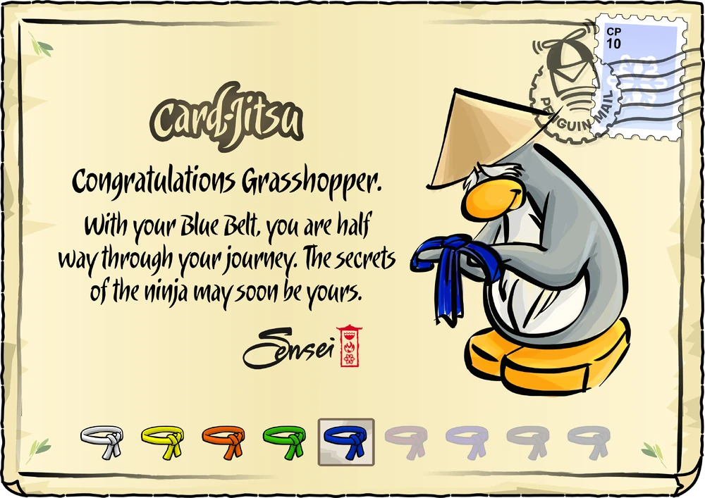 Card Jitsu Blue Belt Postcard Club Penguin Journey Wiki Fandom