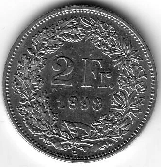 CHE CHF 1998 2 Franc | Coin Collecting Wiki | Fandom