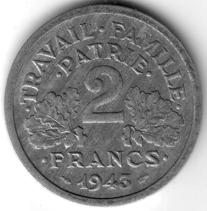 FRA FRF 1943 2 Franc | Coin Collecting Wiki | Fandom