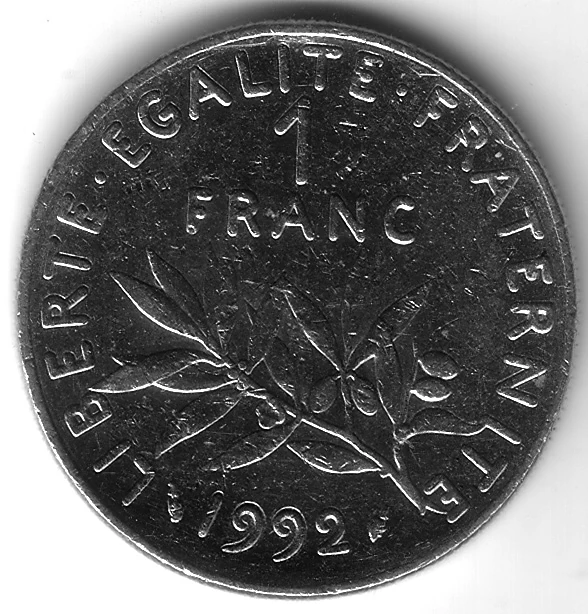 FRA FRF 1992 1 Franc | Coin Collecting Wiki | Fandom