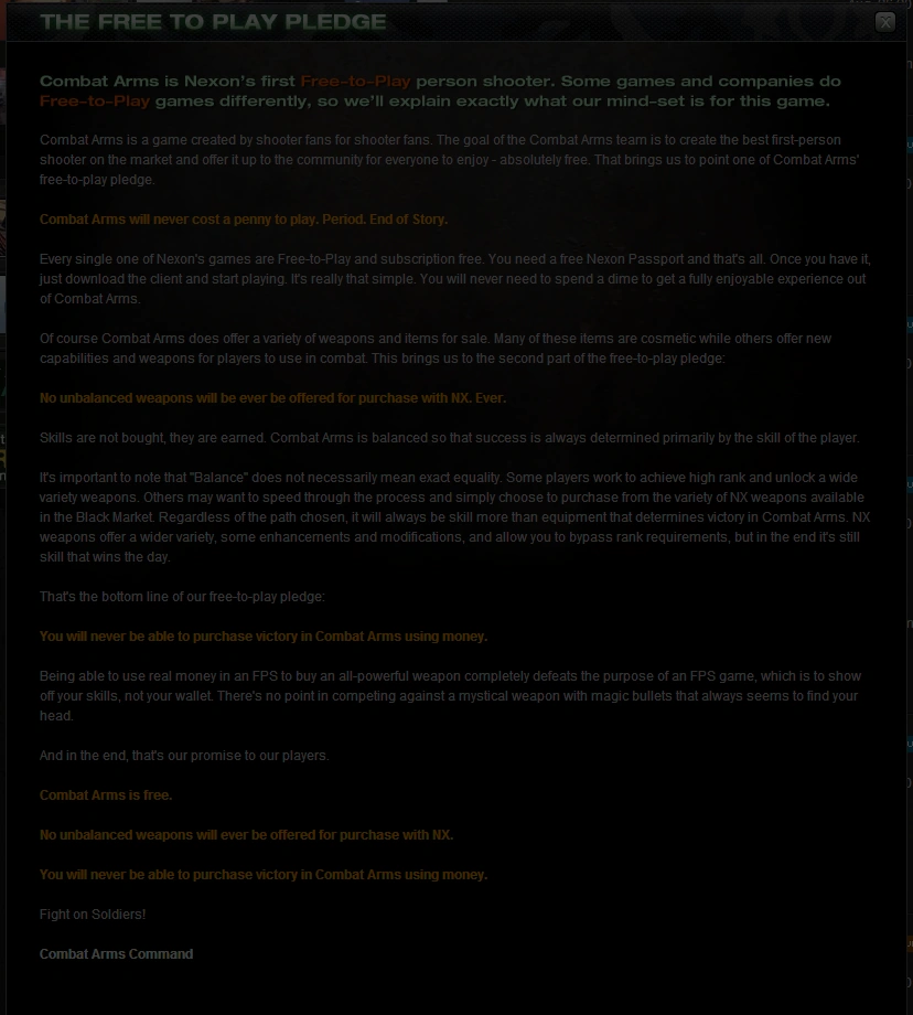 Free-to-Play Pledge | CAWiki | Fandom