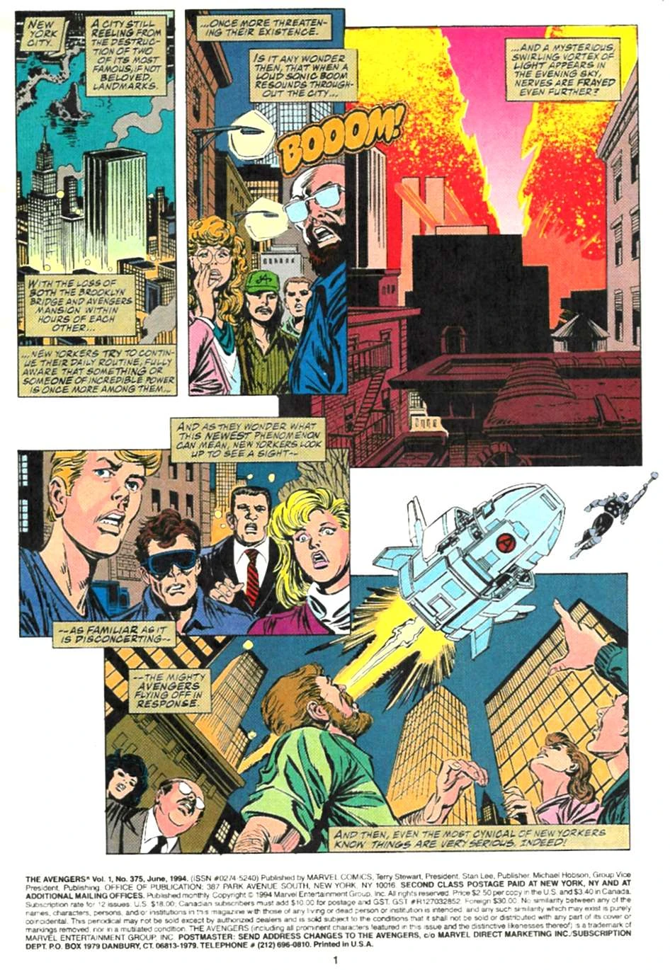 Avengers Vol 1 375 Gallery | Comic Book Art Wiki | Fandom
