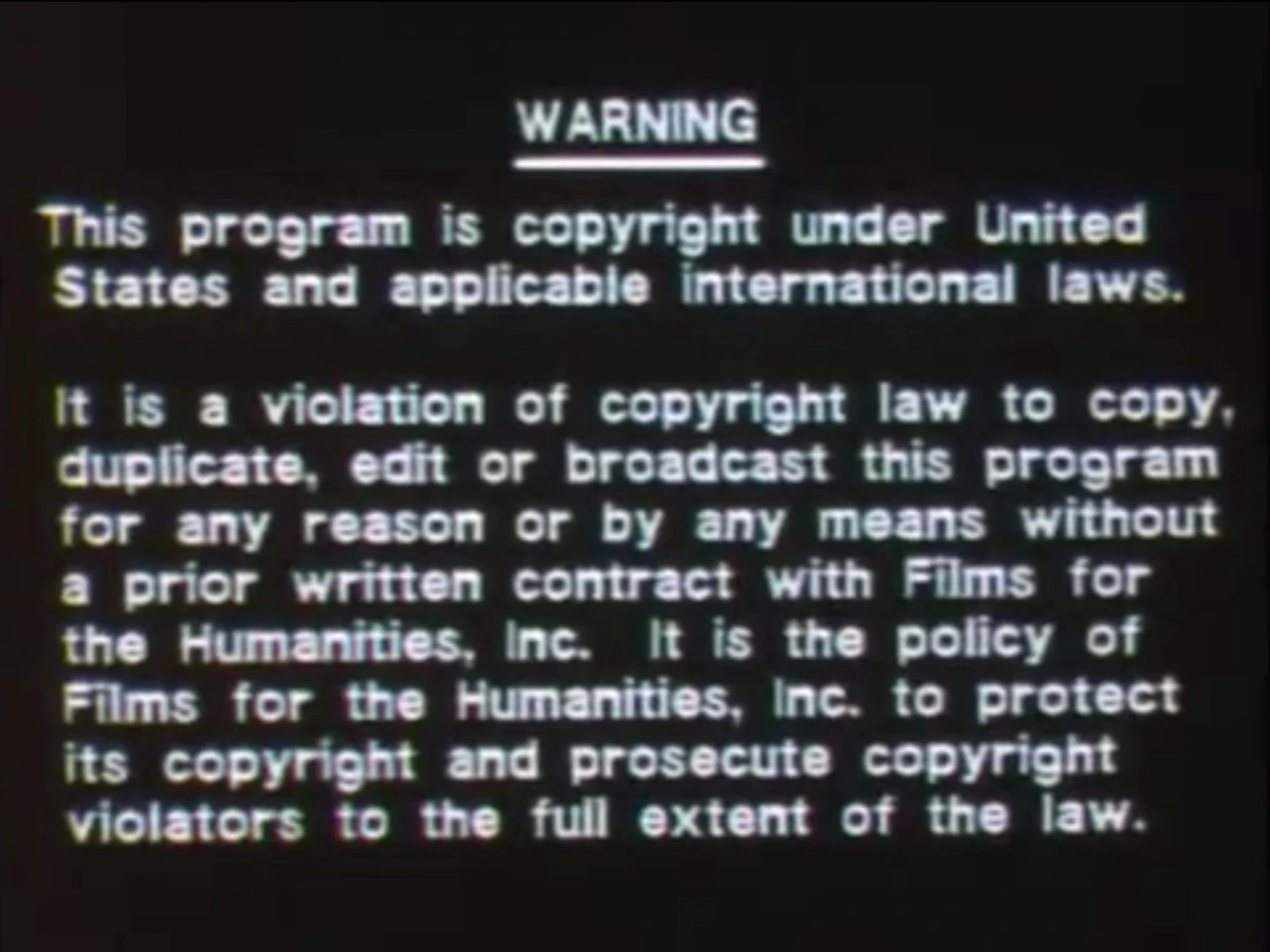 Films for the Humanities & Sciences Warning Screen | Company Bumpers ...