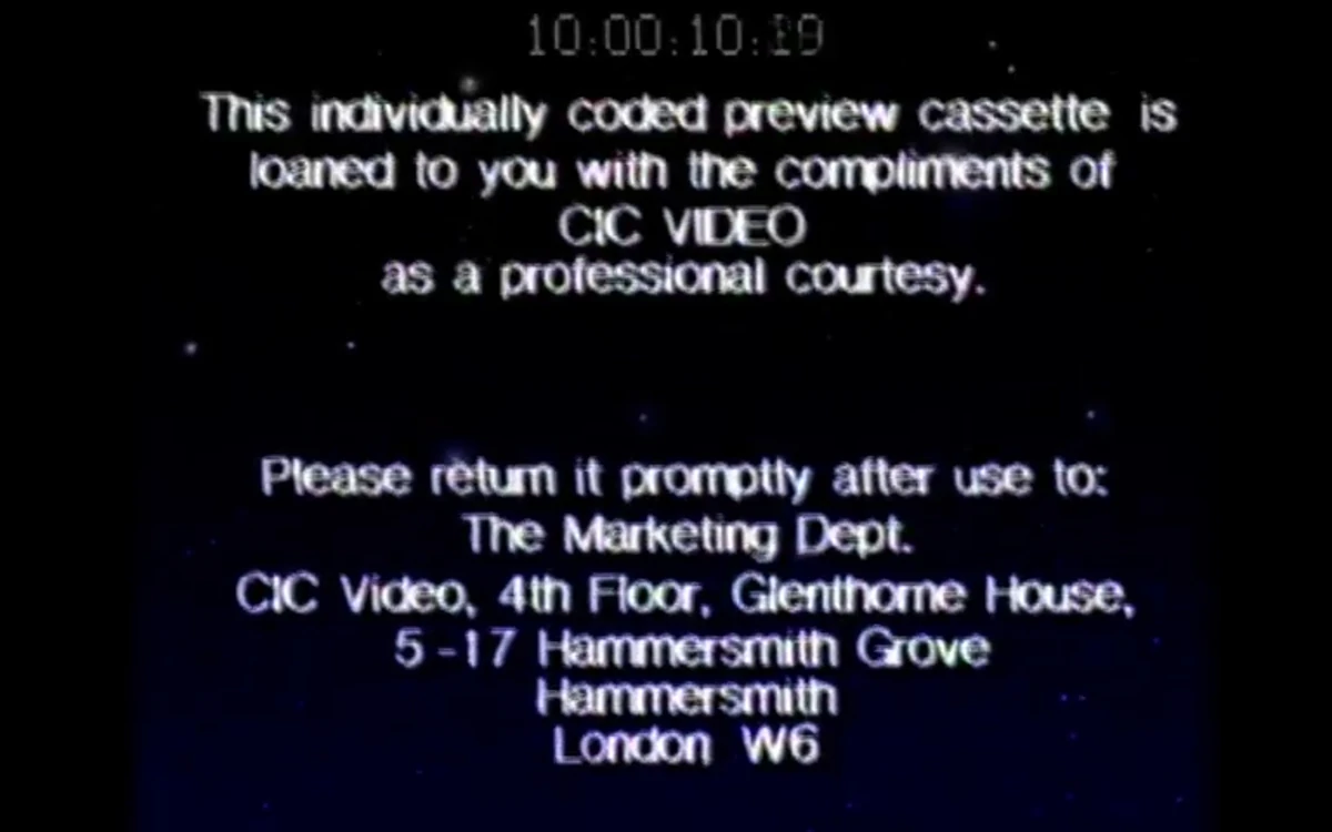CIC Video Demo Tape Warning Screen | Company Bumpers Wiki | Fandom