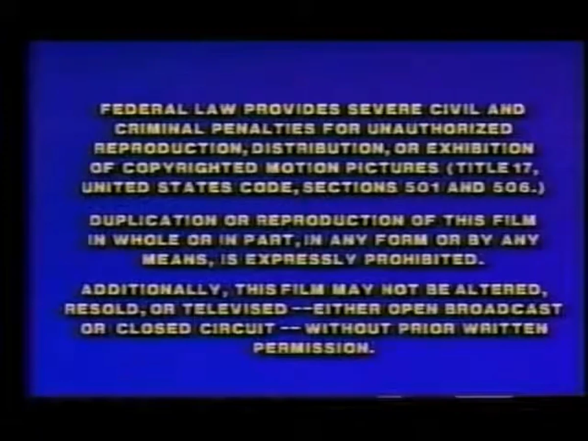 Best Film and Video Corp. Warning Screens | Company Bumpers Wiki | Fandom