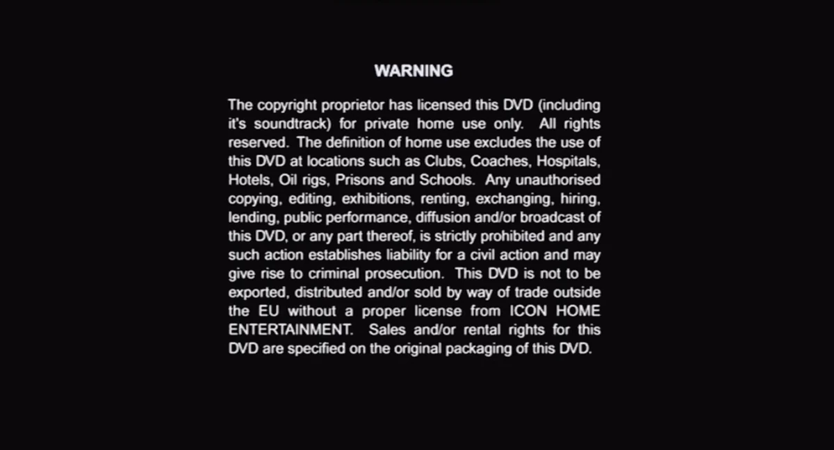Icon Home Entertainment Warning Screens | Company Bumpers Wiki | Fandom