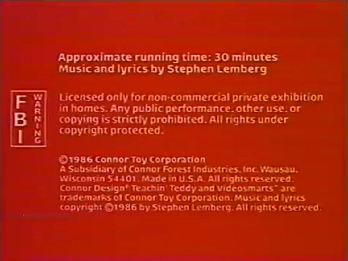 Connor Toy Corporation Warning/Copyright Screens | Company Bumpers Wiki ...