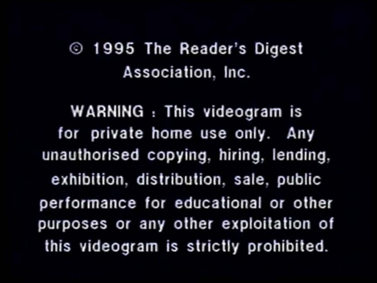 Readers' Digest Home Entertainment Warning Screens | Company Bumpers ...