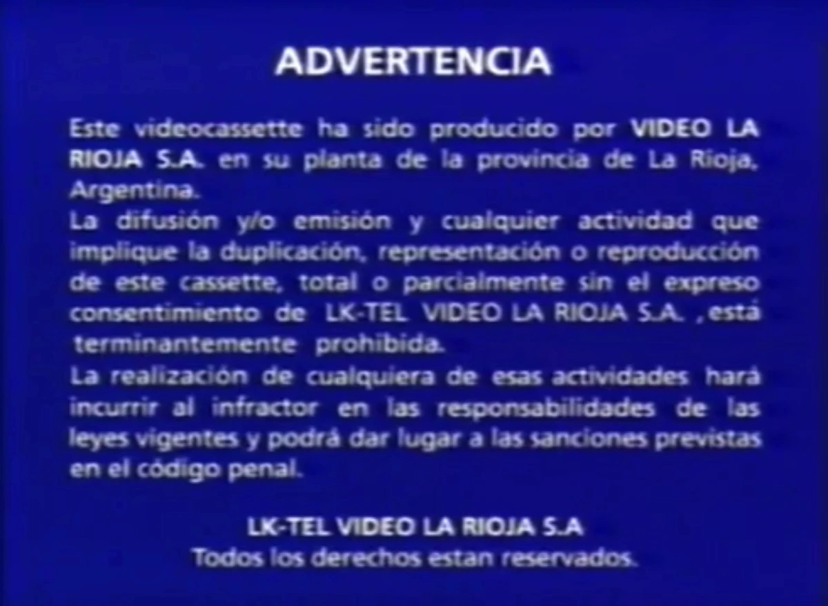 LK-TEL Video (Argentina/Brazil/Chile) Warning Screens | Company Bumpers ...