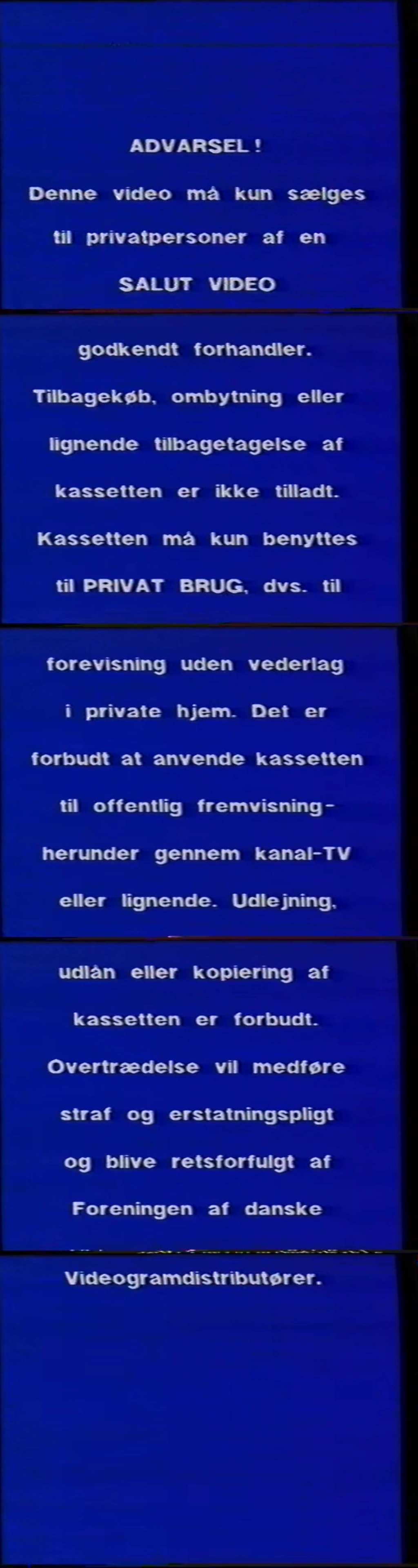 Salut Video (Denmark) Warning Screen | Company Bumpers Wiki | Fandom