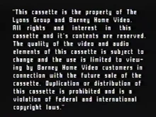 The Lyons Group/Lyrick Studios/HiT Entertainment Screener Tape Warning ...