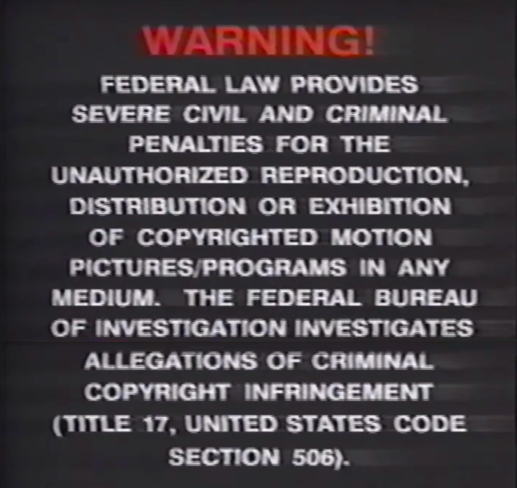 Rotfield Video Inc. Warning Screen | Company Bumpers Wiki | Fandom