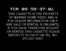 Warner Bros. Home Entertainment Screener Tape Warning Screens | Company ...