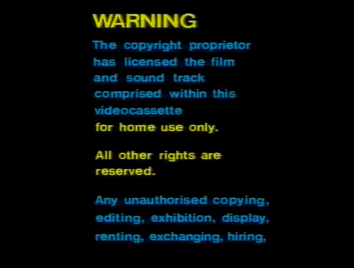 Videoform Pictures Warning Screens | Company Bumpers Wiki | Fandom