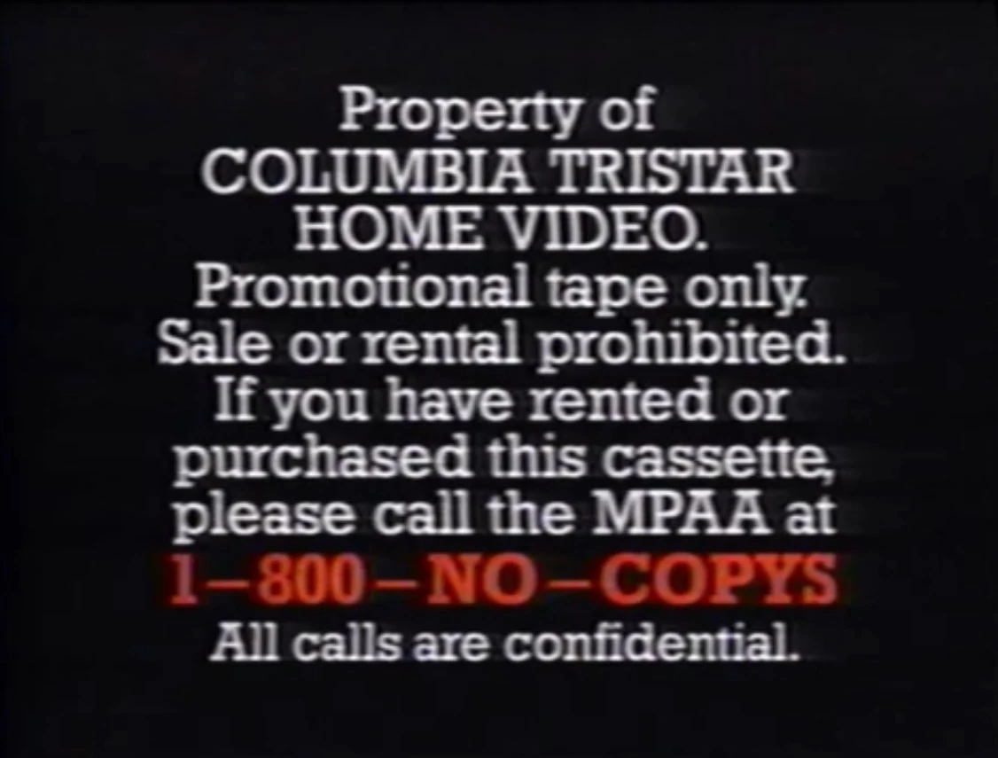 Sony Pictures Home Entertainment Screener Tape Warning Screens ...