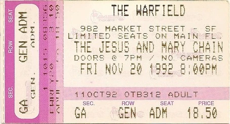 November 20, 1992 The Warfield, San Francisco, CA | Concerts Wiki | Fandom