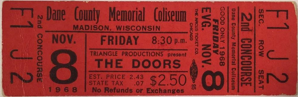 November 8, 1968 Dane County Memorial Coliseum, Madison, WI | Concerts ...