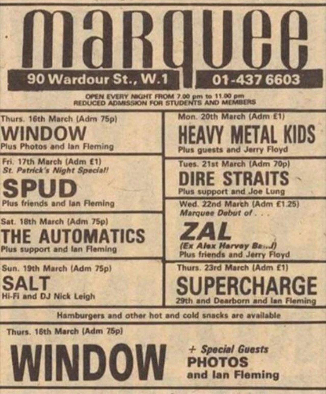 March 21, 1978 Marquee, London, ENG | Concerts Wiki | Fandom