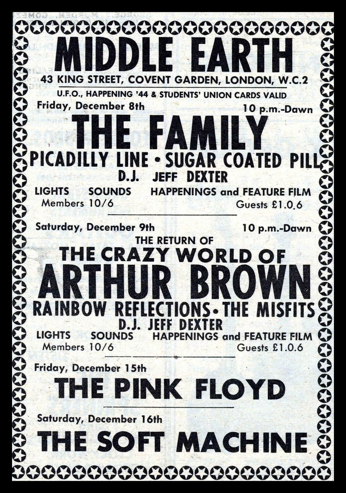 December 15, 1967 Middle Earth Covent Garden, London, ENG | Concerts ...