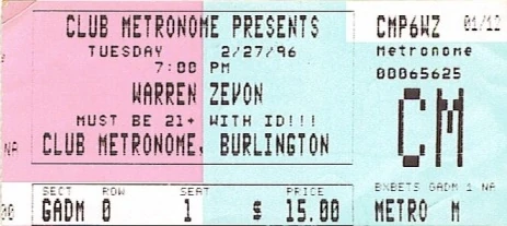 February 27, 1996 Club Metronome, Burlington, VT | Concerts Wiki | Fandom