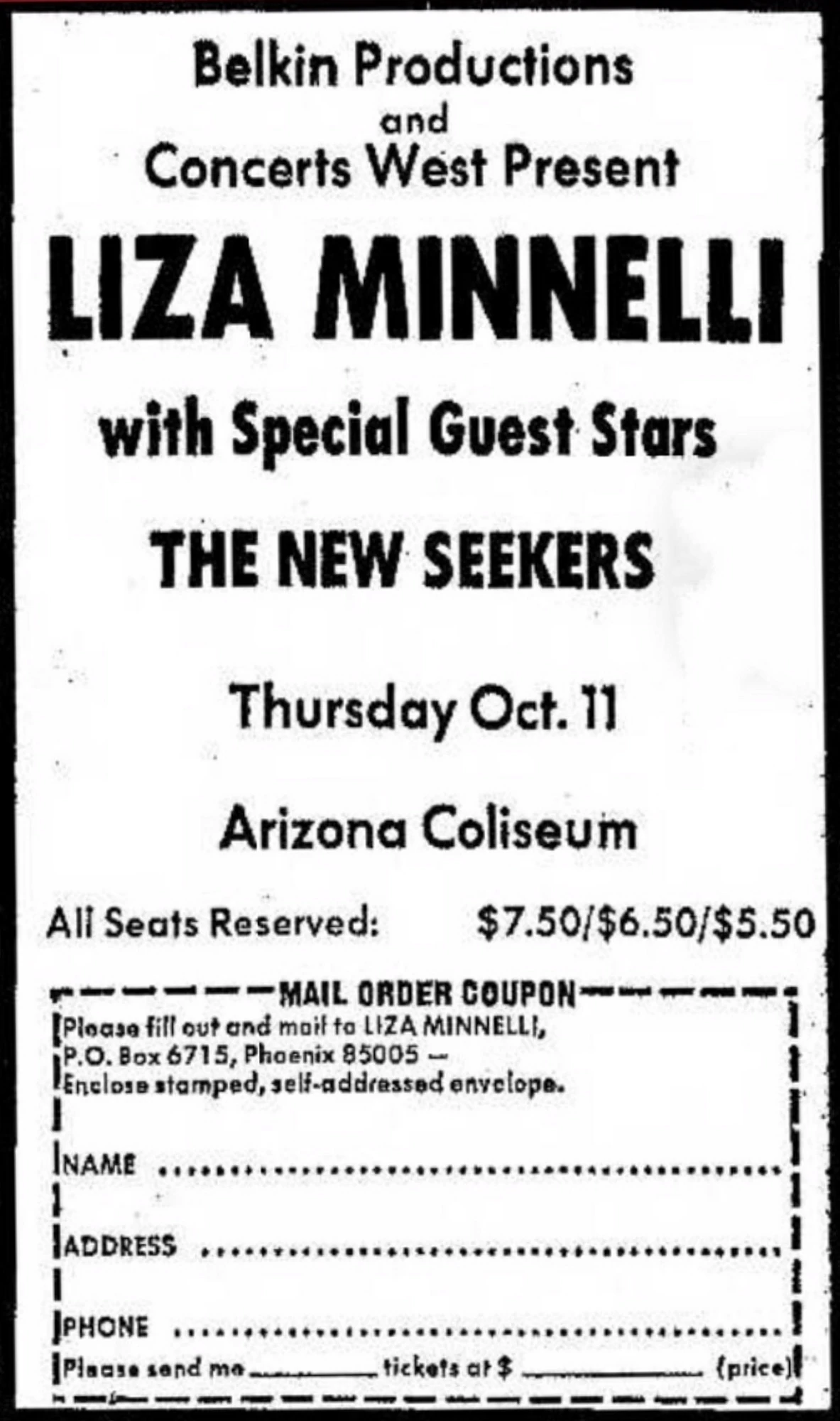 October 11, 1973 Arizona Veterans Memorial Coliseum, Phoenix, AZ ...