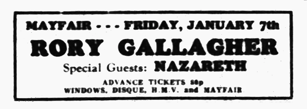 January 7, 1972 Mayfair Ballroom, Newcastle, ENG | Concerts Wiki | Fandom