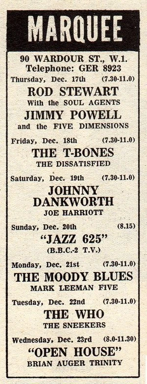 December 21, 1964 Marquee, London, ENG | Concerts Wiki | Fandom