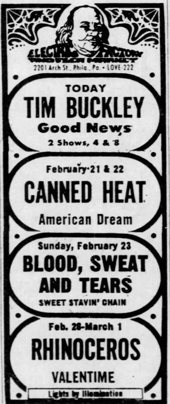 February 21-22, 1969 Electric Factory, Philadelphia, PA | Concerts Wiki ...