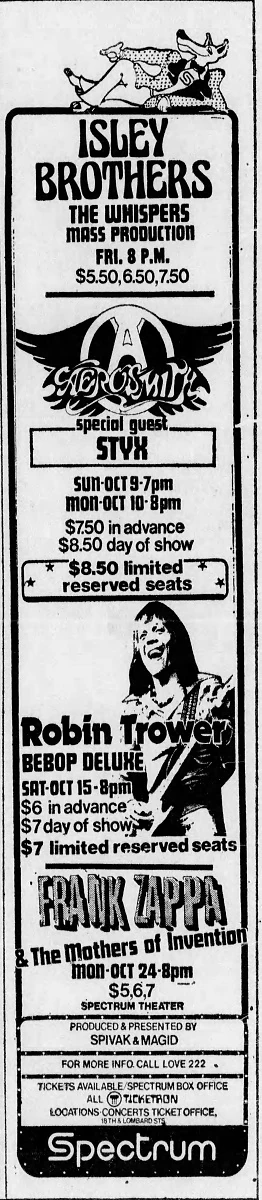 October 24, 1977 Spectrum, Philadelphia, PA | Concerts Wiki | Fandom