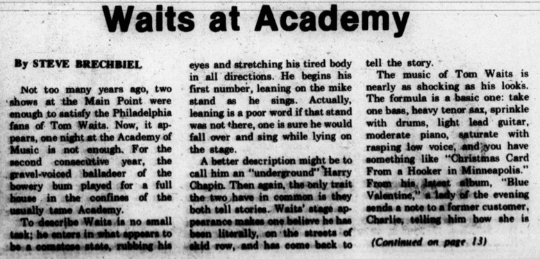 November 20, 1978 Academy Of Music, Philadelphia, PA | Concerts Wiki ...