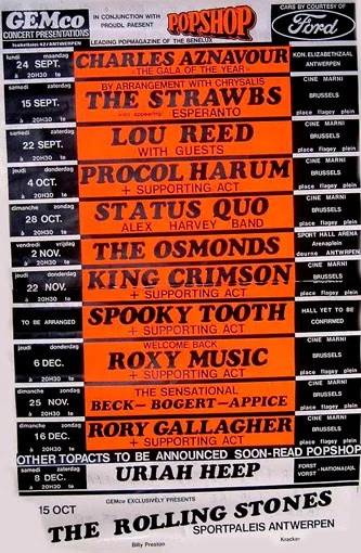 September 22, 1973 Cine Marni, Brussels, BEL | Concerts Wiki | Fandom