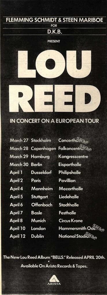 Lou Reed European Tour 1979 | Concerts Wiki | Fandom