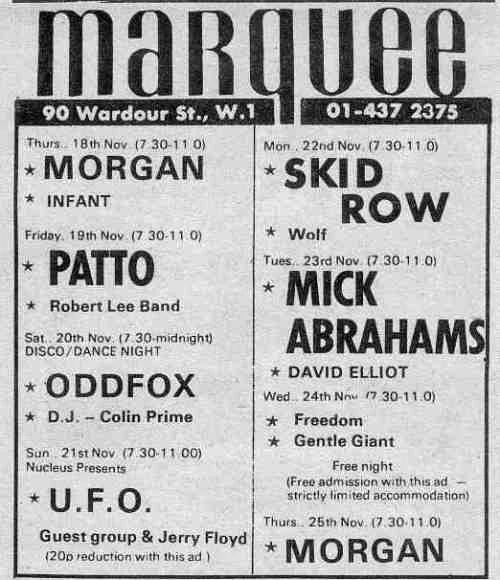 November 23, 1971 Marquee, London, ENG | Concerts Wiki | Fandom