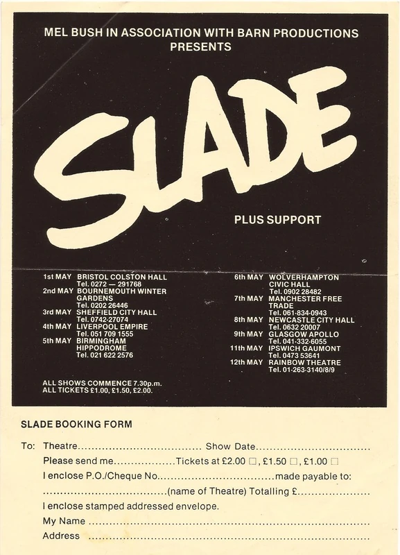 Slade UK Tour 1977 | Concerts Wiki | Fandom